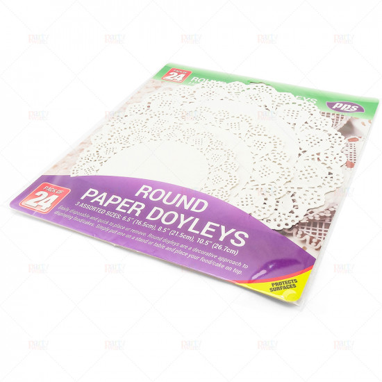 Table Covers Paper Doyleys Round Assorted Sizes 24pc/48
